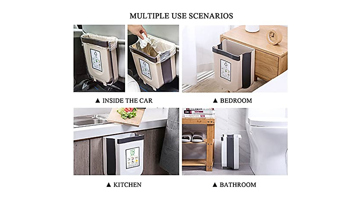 HOMTOL Folding Wall-Mounted Trash Bin - Space-Saving & Durable