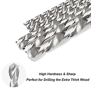 Saipe 9PCS 150-200mm Extra Long Twist Drill Bits Set Round Straight Shank Tool Sets, Lengthened High Speed Steel Twist Drill Set Tool for Wood Plastic and Aluminum(2-10mm OD)