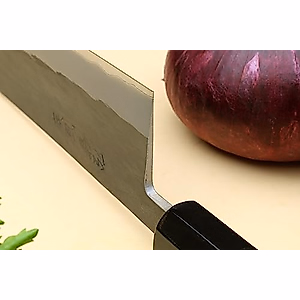 Yoshihiro Kurouchi Black-Forged Blue Steel Stainless Clad Gyuto Chefs Knife and Petty Utility Knife 2pc Set Ebony Handle (Gyuto 210mm & Petty 135mm)
