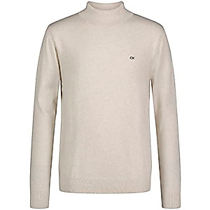 Calvin Klein Boys' Pullover Turtleneck Sweater, Logo Detailing, Ribbed Neckline & Cuffs, Ivory, 5