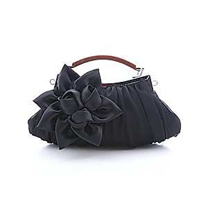 kingluck Floral Embellish Sheer Chiffon Exterior Party Clutch-evening Out Collection (black)