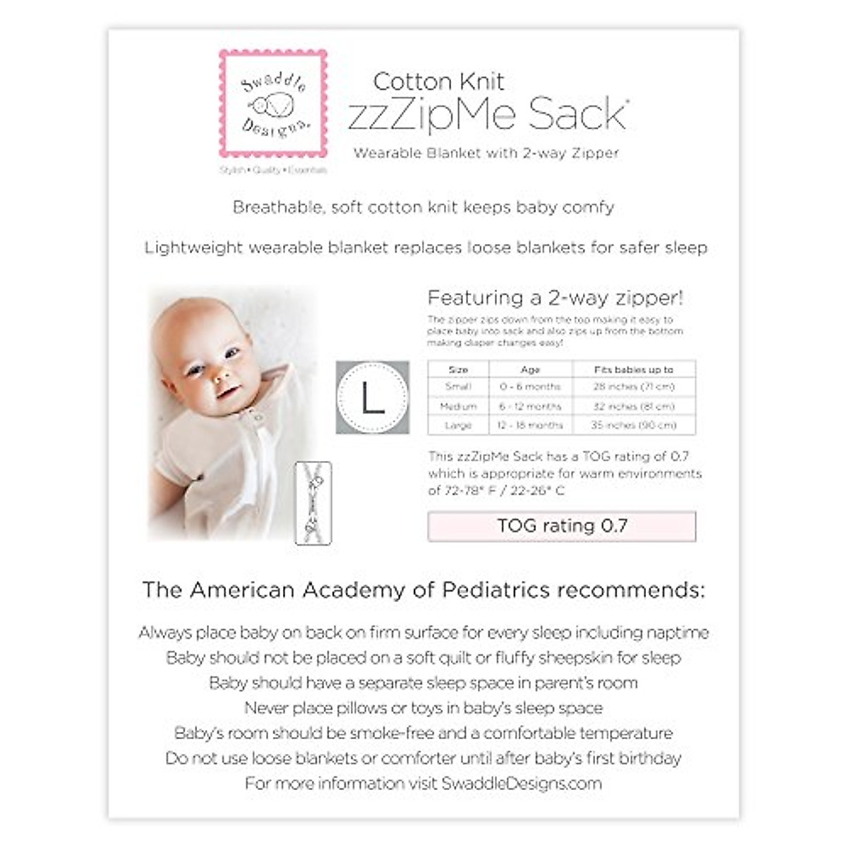 SwaddleDesigns Baby Sleep Sack 0-6 months, Cotton Knit Wearable Blanket with 2-way Zipper, Non-Weighted Sleeping Sack for Safer Sleep, Tiny Hedgehogs, Small