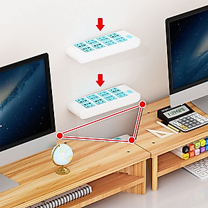 Wooden Dual Monitor Riser with Storage Shelf, Ergonomic Computer Monitor Stand, Workstation Large Screen Riser, L Shaped Desktop Corner Shelf
