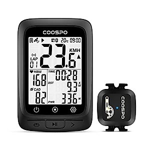 COOSPO GPS Cycling Computer BC107 & Bike Cadence/Speed Sensor BK467, Wireless Bike GPS Speedometer with 2.4 Inch Auto-Backlight Display, Bluetooth/ANT+ Bicycle Computer GPS Sync with Strava