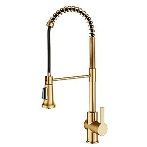 KRAUS Britt 2nd Gen Commercial Style Pull-Down Single Handle Kitchen Faucet in Brushed Brass, KPF-1691BB