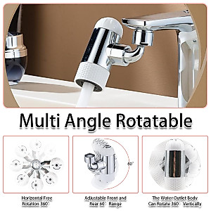 Kitchen Faucet Sprayer Attachment Universal Faucet Extender with 4 Mode, Swivel Faucet Aerator Kitchen Faucet Head Replacement, Bathroom Sink Water Sprayer Attachment for Washing Face, Mouthwash