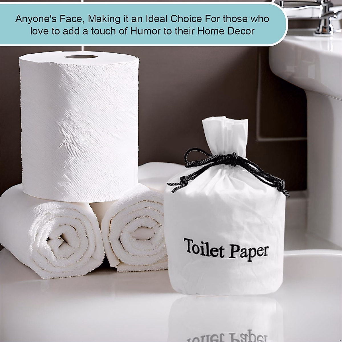 Born Uncommon Funny Spare Toilet Paper Tissue Cover - Reusable & Washable Fabric Toilet Paper Roll Storage Bag with Drawstring Closure - Bathroom Decor for Office, Hotels & Home Toilet Paper Storage