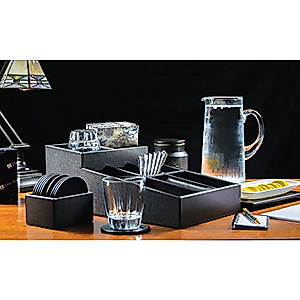 Dacasso Leather Coffee Condiment Organizer, Black