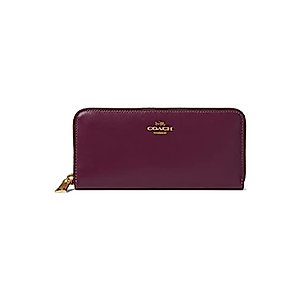 COACH Smooth Leather Slim Accordion Zip Deep Berry One Size