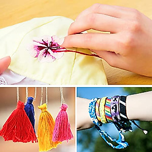 VICOVI 50 Skeins Embroidery Floss Rainbow Colors 30 Skeins White & Black Embroidery Thread for Friendship Bracelet String Cross Stitch DIY String Art with 10 PCS Floss Bobbins