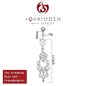 Forbidden Body Jewelry Surgical Steel Sexy Jeweled Chandelier Multi Crystal Dangle Belly Button Ring