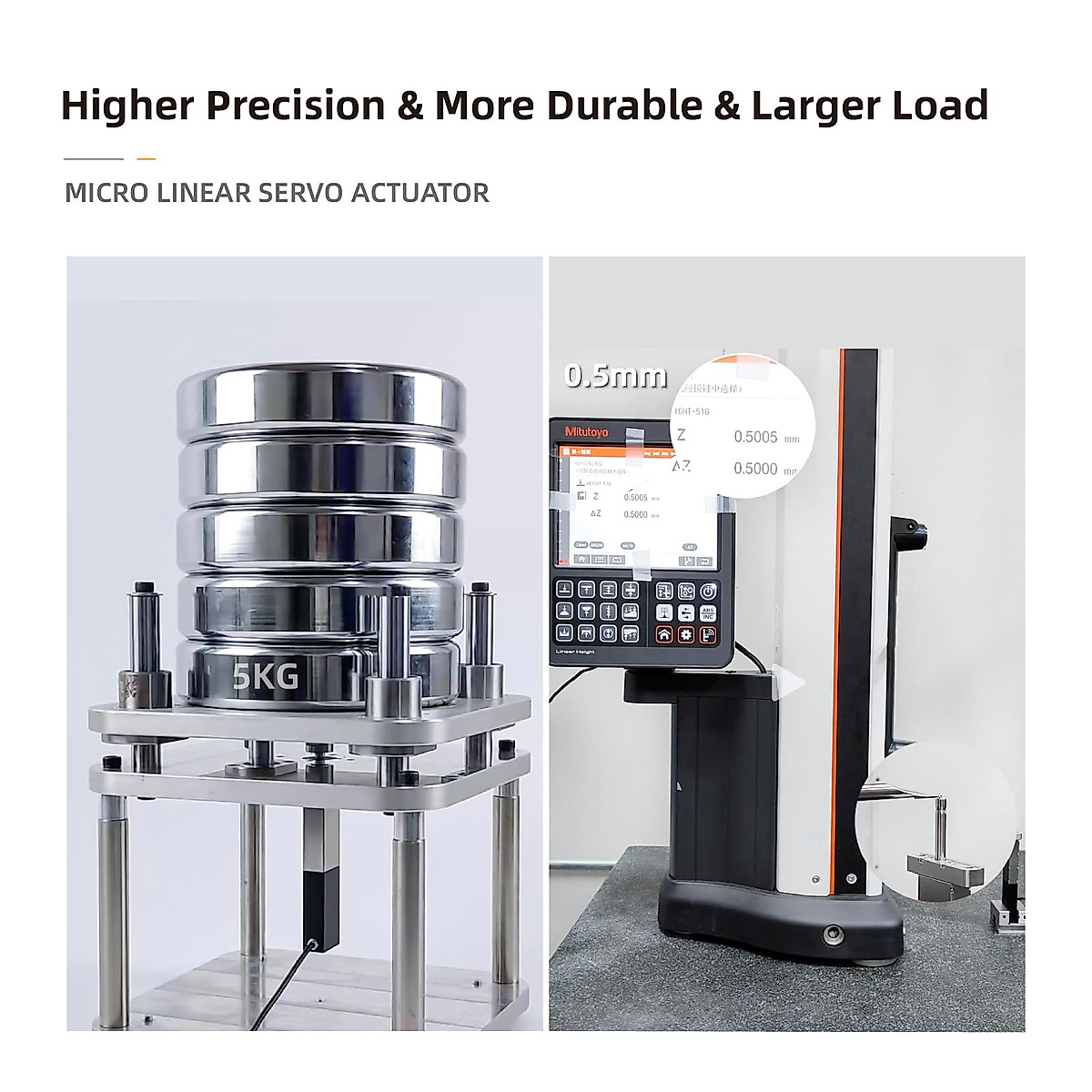 BLASF10-C142 Micro Linear Servo Actuator with Force Sensor(33.7lbs,10mm), High Precision 0.01mm, 5-8mm/s,Coreless Brushless 12V DC Motor,Planetary Roller Screw-for Robotics, Industrial Automation