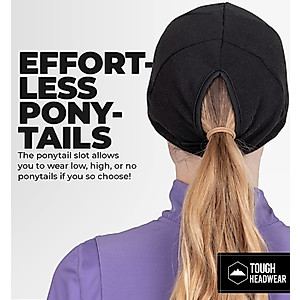 Tough Headwear Women's Running Beanie with Ponytail,Ponytail Beanie Hat,Skull Cap Winter Hat for Women with Hole for Ponytail