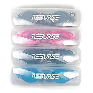Resurge Sports Anti Fog Racing Swimming Goggles with Quick Adjust Bungee Strap (Black)