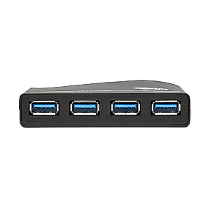 Tripp Lite 4-Port USB-A Mini Hub - USB 3.2 Gen 1, Up to 5 Gigabits per Second, Plug-and-Play No Software Needed, International Plug Adapters for UK, EU, & Australia - 1-Year Warranty (U360-004-R-INT)