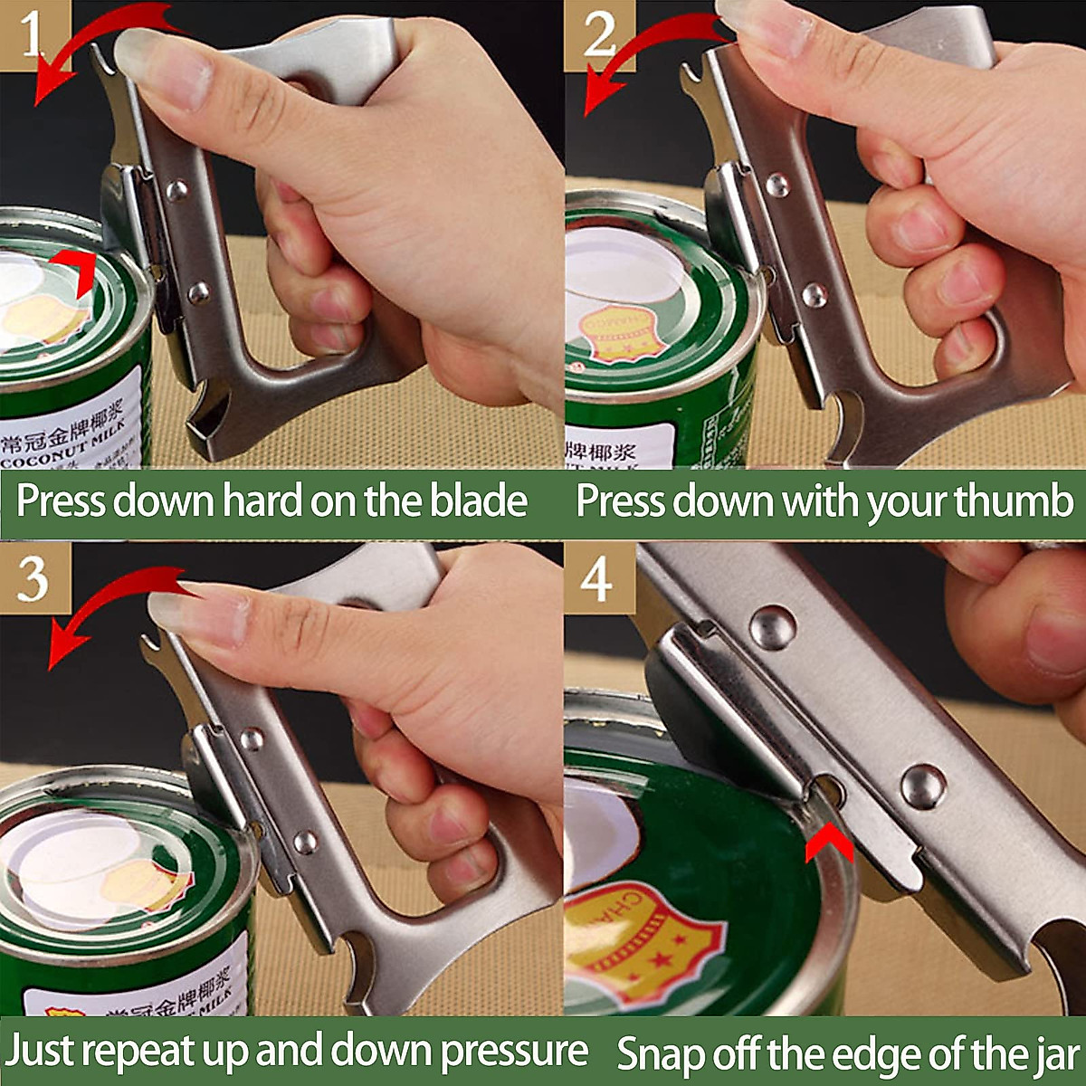 SWEIBIAI Can Opener Manual Stainless Steel Bottle Opener Heavy Duty