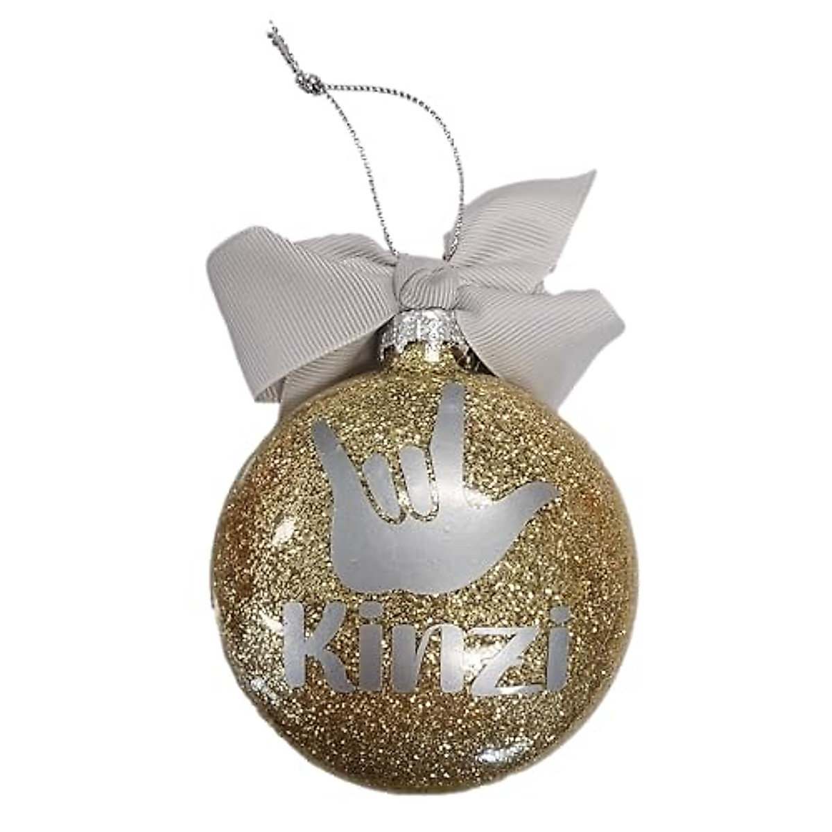 Personalized ASL Christmas Ornament - I love you sign American Sign Language for Deaf or Interpreter - Great gift for her or white elephant gift exchange