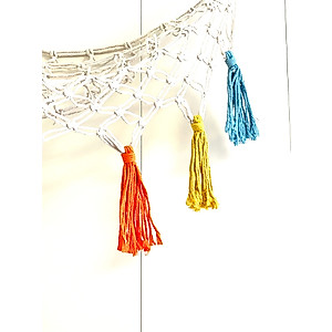 MacrameBay Large Handmade Macrame Stuffed Animal Toy Net Hammock Boho Girl Nursery Playroom Bedroom Kids Room Storage Organizer Decor with Hooks