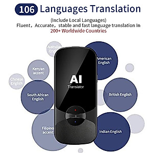 Language Translator Device Supports Offline Translation Assistance Super Accuracy Online Translation Audio Memo Camera Translation,106 Languages Two Way Translation for Travelling Learning Business