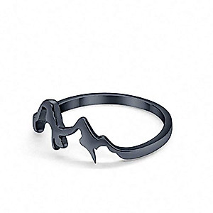 Mountain Band Ring Black Tone 925 Sterling Silver, Size-7
