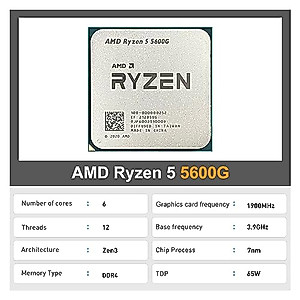 AMD New Ryzen 5 5600G R5 5600G 3.9GHz 6 Core 12 Thread CPU Processor 7NM L3=16M 100-000000252 Socket AMD AM4 Gaming