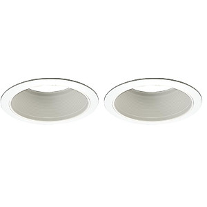 HALO E26 Series 6 in. White Recessed Ceiling Light Fixture Trim with White Straight Side Metal Baffle (Pack of 2)