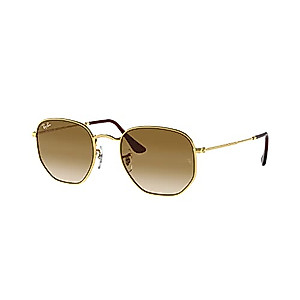 Ray-Ban RB3548 Hexagonal Sunglasses, Gold/Clear Gradient Brown, 54 mm