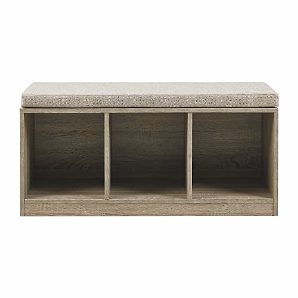 510 DESIGN Zeus Storage Bench - 3 Cubeicals Bedroom Organizer, Padded Ottoman Foot Rest for Living Room, Entry Way Home Furniture w/Upholstered Seat Cushion, 15" W x 38" L x 18" H, Grey