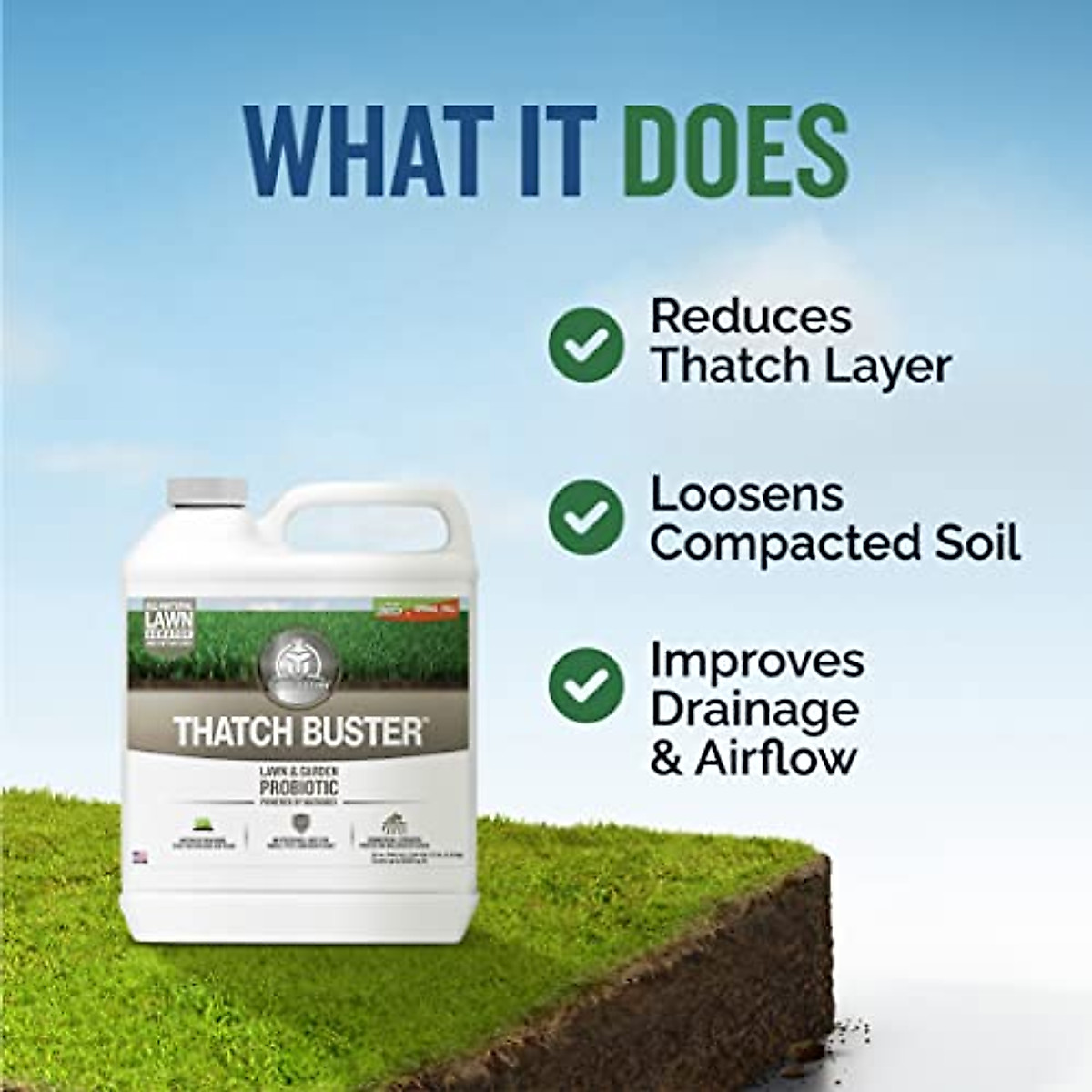 Turf Titan Thatch Buster - Liquid Aeration for Lawn Soil - Easy-to-Use Liquid Soil Loosener and Soil Conditioner for Lawns - 32 oz