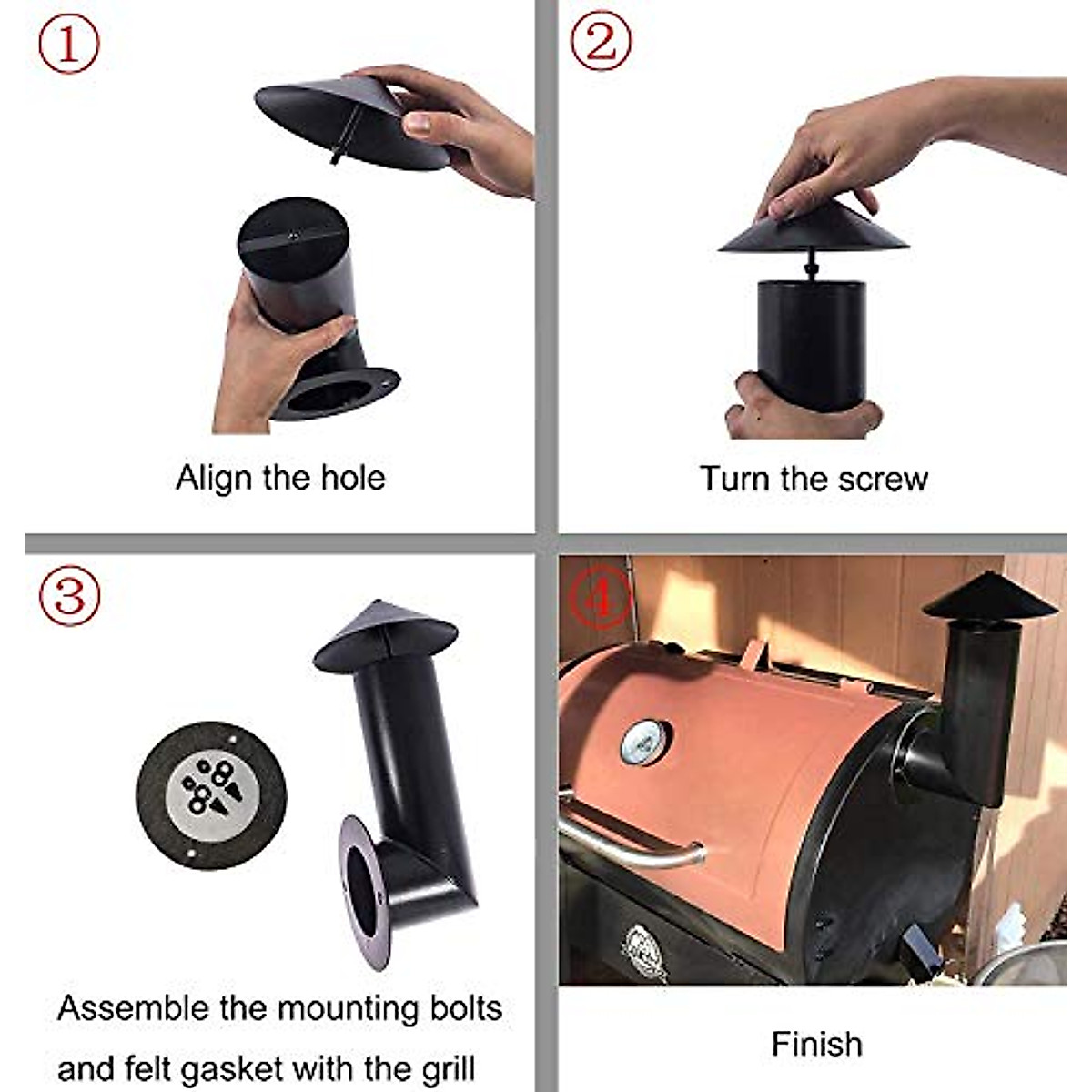 Grill Smoke Stack, Smoker Chimney Replacement Part for Pit Boss, Traeger, Camp Chef and Other Pellet Grills Smokers