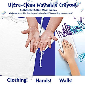 Crayola Ultra Clean Washable Crayons, Built In Sharpener, 64 Count, Kids At Home Activities