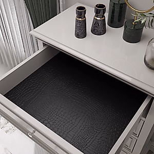 CHIHUT Lavish Black Crocodile Wallpaper Peel and Stick Wallpaper 30"x236" Wide Size Faux Alligator Textured Wallpaper Self Adhesive Removable Black Contact Paper for Bathroom Bedroom Walls Cabinets