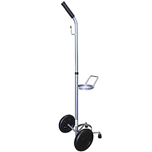 ResOne Lightweight Single D/E Oxygen Cylinder Cart, Adjustable Handle, Durable Powder-Coated Finish, Portable Oxygen Tank Cart with Wheels, Holds 1 D Size or E Size Cylinder, Medical Oxygen Transport