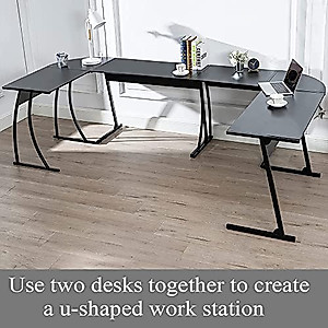 GOOD & GRACIOUS L-Shaped Gaming Desk, 58x44 Inch L Shape Desk, Corner Desk for Home Office, Modern Home Office Study Writing Workstation L Table, Easy Assembly, Black
