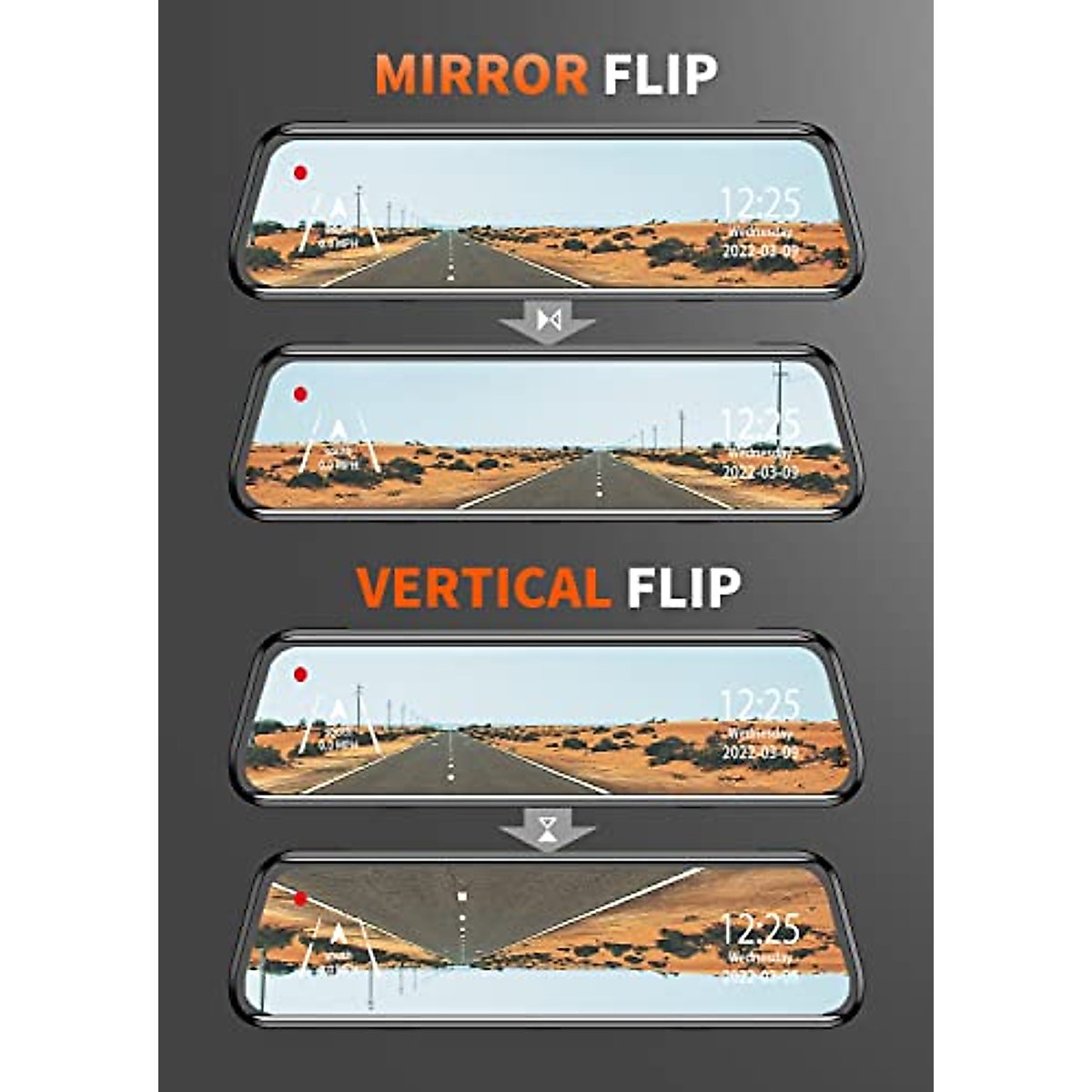 WOLFBOX 2.5K Dash Cam Mirror for Car, Rear View Mirror Camera with 10" IPS Full Touch Screen, Dual Dash Camera 1440P Front and Rear Mirror with 1080P Backup Camera, Free TF Card & GPS