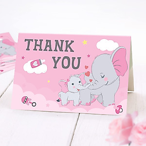 Baby Shower Thank You Cards 24pcs Baby Shower Cards for Girl Thank You Card with Envelopes & Stickers Pink Little Peanut Baby Shower Thank You Cards Girl Baby Birthday Favors Gift Cards