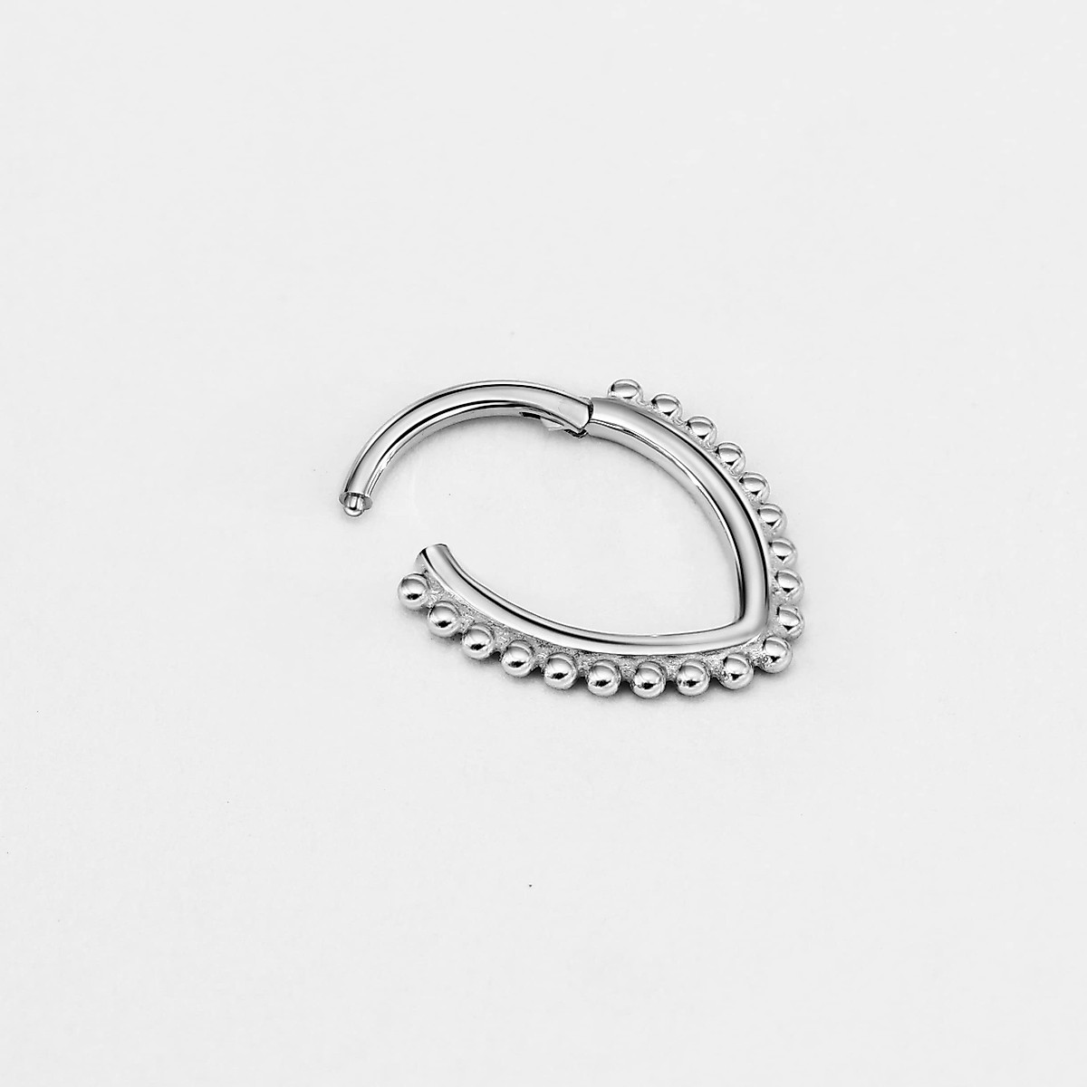 FANSING 316L Surgical Steel Septum Jewelry 16g Septum Rings for Women Teardrop Septum Clicker Silver Septum Ring 16 Gauge 8mm Beaded Daith Piercing Jewelry Triangle Septum Ring