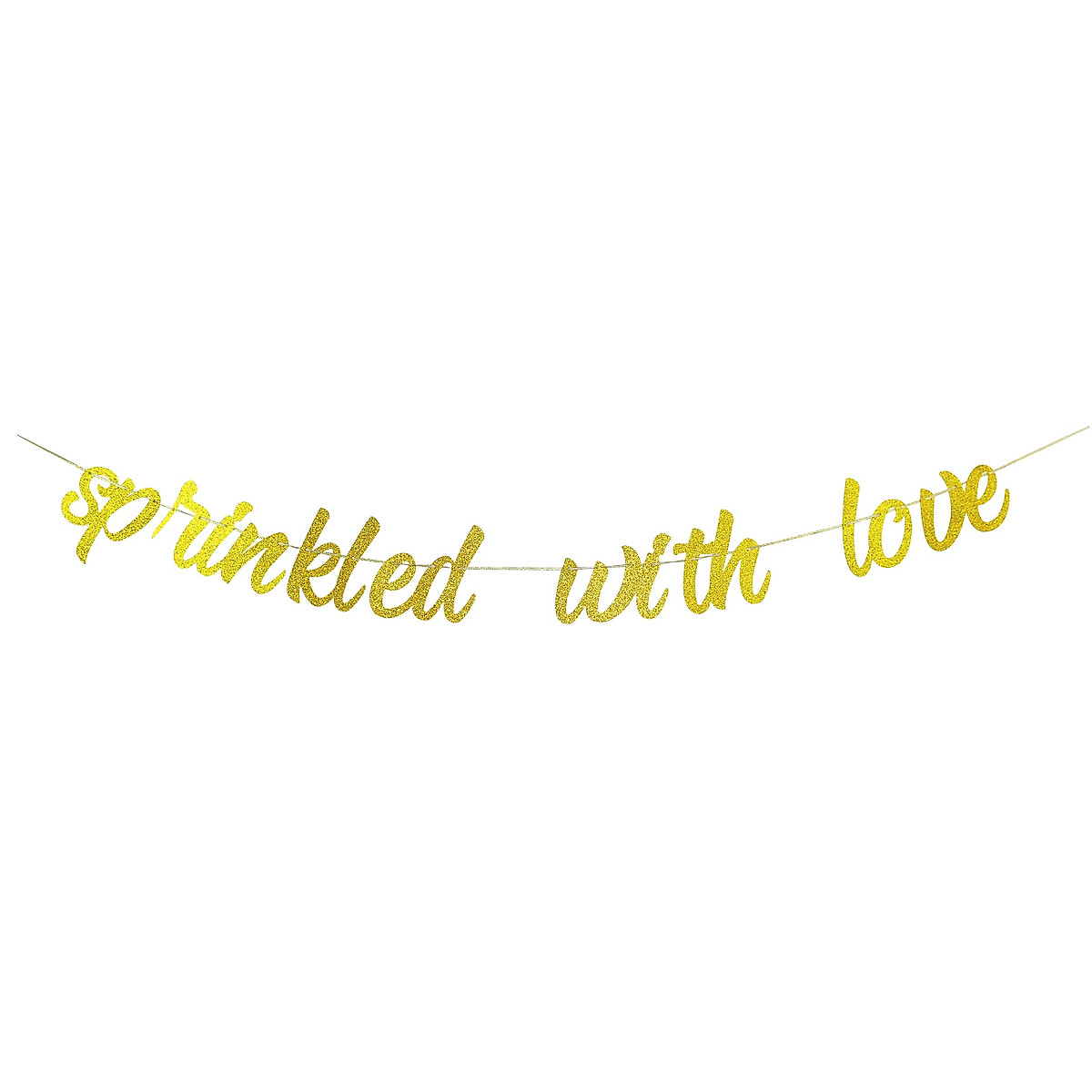 Sprinkled with Love Banner, Baby Shower Banner, Bridal Shower, Wedding Party Garland Bunting Decorations - Gold Glitter