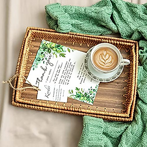 Rattan Decorative Tray with Natural Wood - Coffee Table/Ottoman Tray - Vanity Tray - Fruit Basket - Serving Tray (Small)