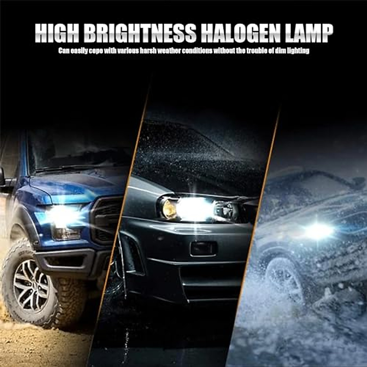 gunhunt 2 PCS Car 9005-55W Headlight Halogen Bulb, 12V Quartz Lamp Ultra-bright Beam Low/High Beam Fog Light Replacement, All-in-one Plug and Play Bulb, Universal Lighting for Car (Warm White Light)