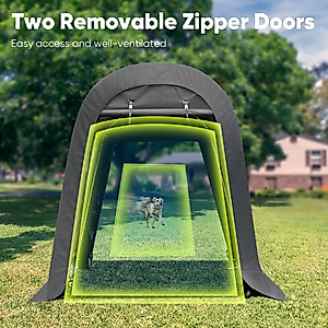 ADVANCE OUTDOOR 6x8 ft Shelter Storage Shed Steel Metal Round Peak Roof Anti-Snow Portable Garage Carport for Motorcycle, Boat, or Garden Tools with 2 Roll up Doors & Vents, Gray