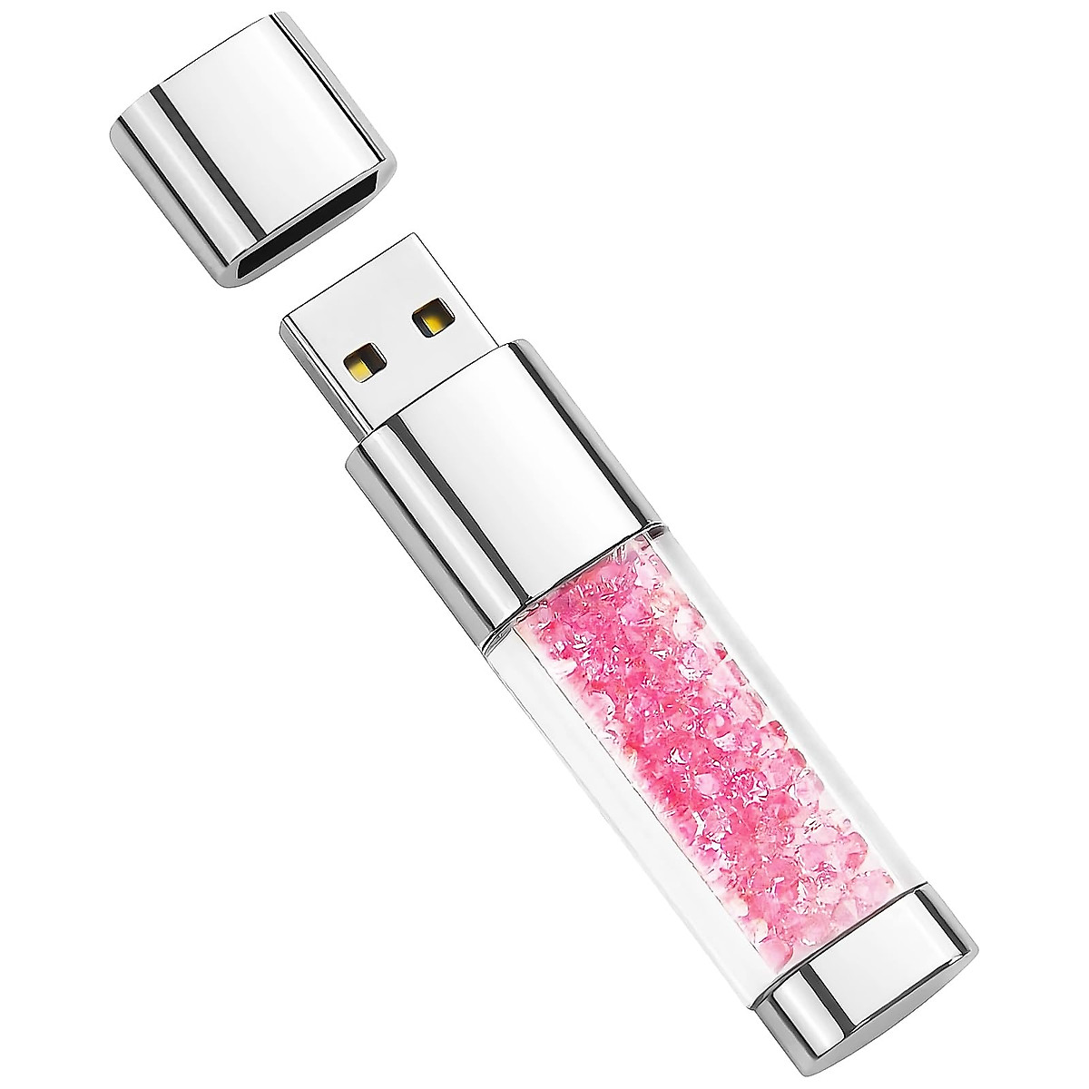 USB Flash Drive 32GB, BorlterClamp Cute Pink Crystal Thumb Drive Novelty Pen Drive Memory Stick