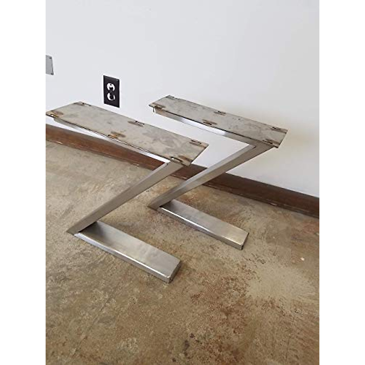 Brushed Stainless Table Legs, Z-Shaped - Any Size