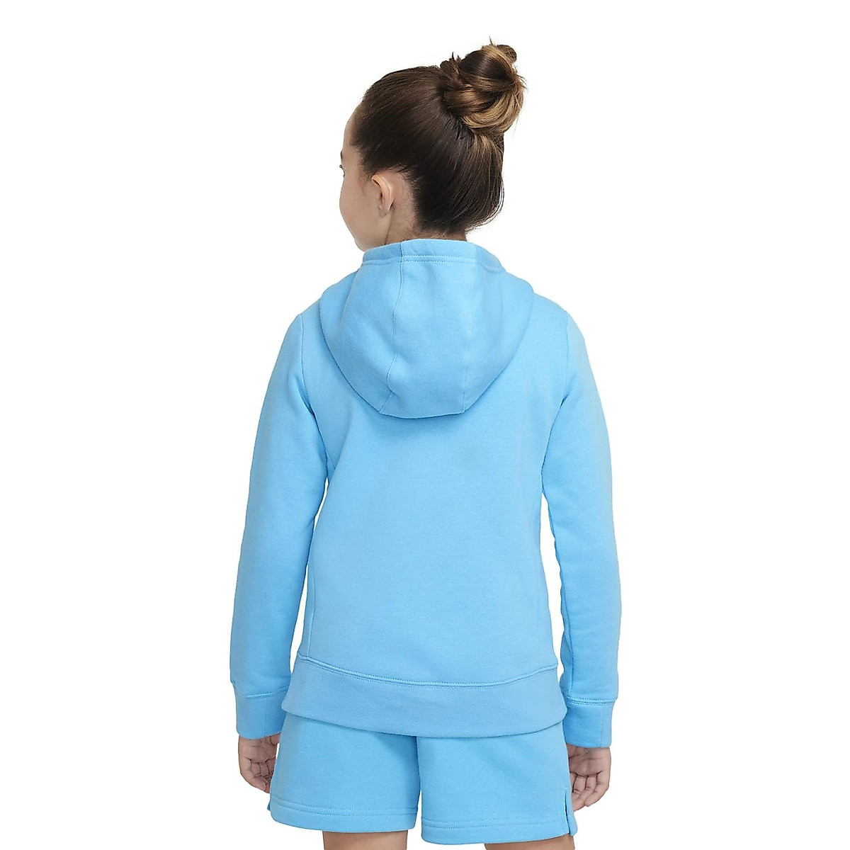 Nike Girls NSW Pullover Hoodie (Medium, Baltic Blue/White)