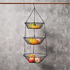 3-Tier Kitchen Wire Storage Basket Hanging Basket Fruit Storage