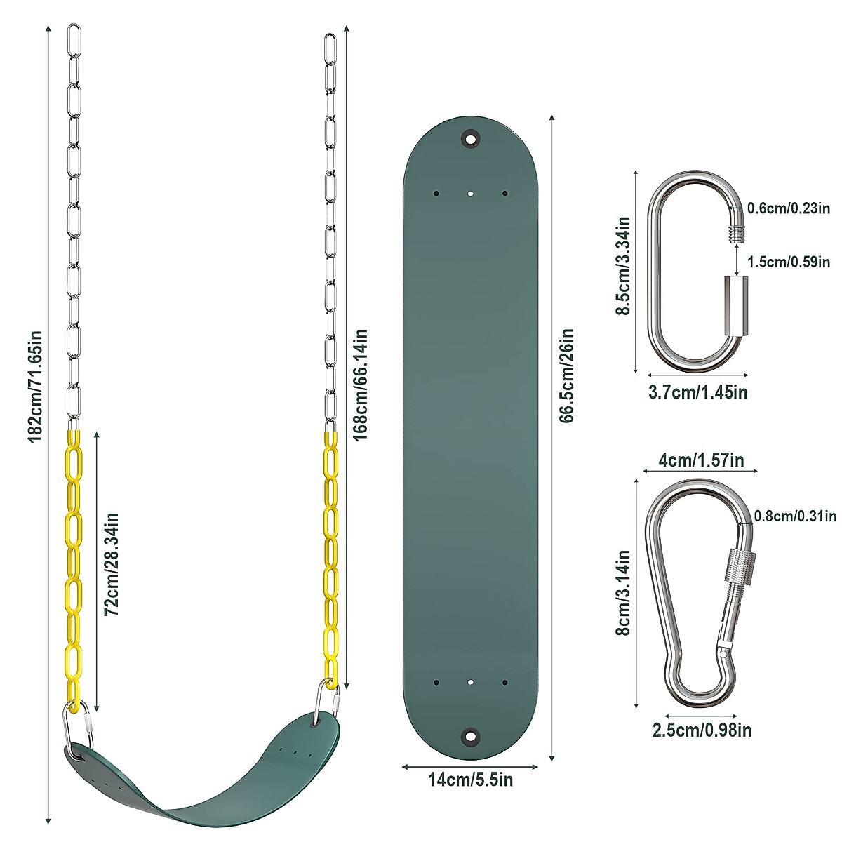 AGPTEK EVA Soft Plastic Swing Set, Seat with 66 Inch Heavy-Duty Rust-Resistant Chains, Suitable for Kids and Adults up to 250 lbs for Outdoors, Playground, Jungle & Gym