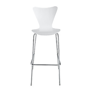 Modway Ernie Mid-Century Modern Wood Bar Stool in White