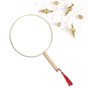 Beufee 2 Pack Chinese Hand Fan, DIY Chinese Round Fan Chinese Ancient Style Court Blank Hand Fan Chinese Style Silk Fan for Women Dance Wedding Translucent Silk