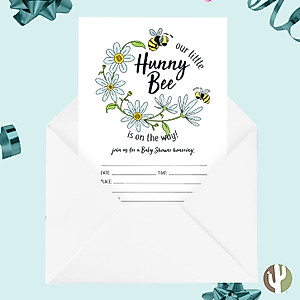 Desert Cactus Bumble Bee Baby Shower Invitations Invite Cards (25 Count) With Envelopes Girl Boy (25ct Baby) Bee 3