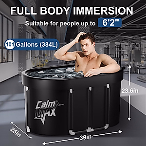 CalmMax Oval Ice Bath Tub for Athletes XL Portable Cold Plunge Tub for Cold Water Therapy Ice Baths at Home Outdoor Gym - 101 Gal Capacity (IB001 Version)